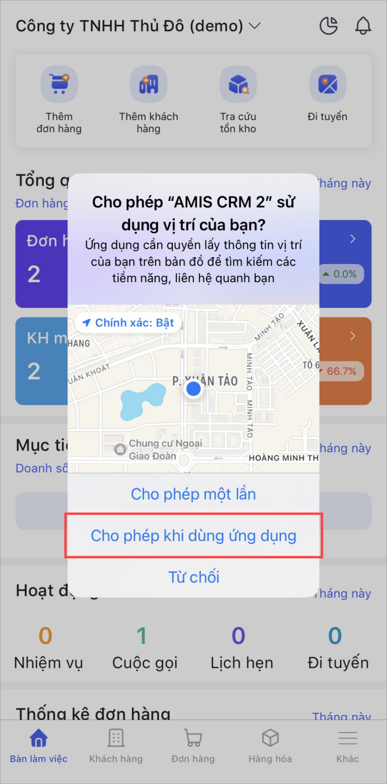 Thiết lập quyền truy cập vị trí trên AMIS CRM mobile để theo dõi lộ trình di chuyển - HELP AMIS CRM