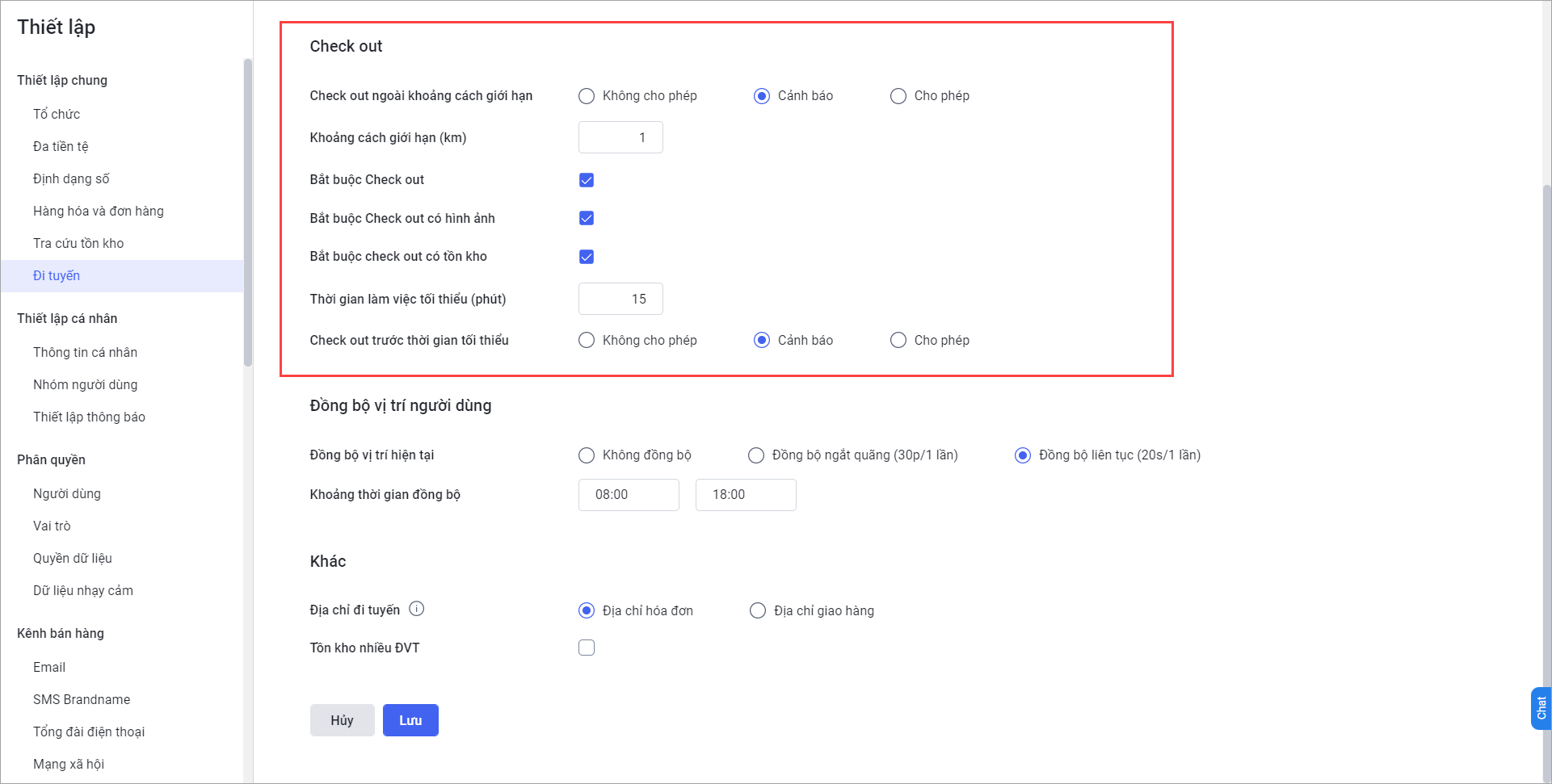 Thiết lập chung - HELP AMIS CRM