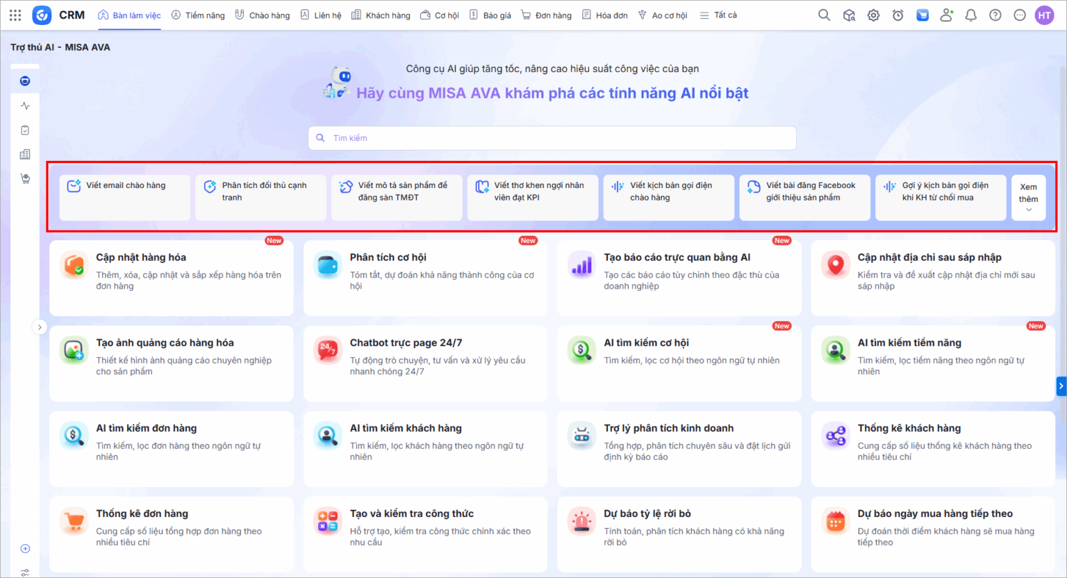 Trợ thủ AI - MISA AVA trên Bàn làm việc - HELP AMIS CRM